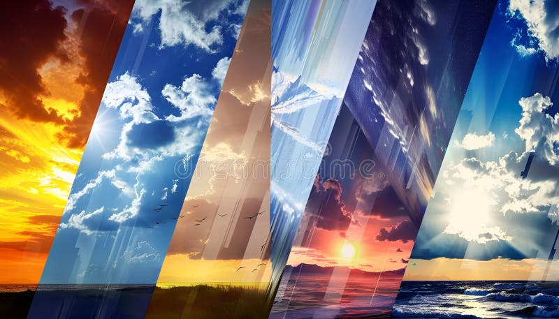 Weather Forecast, Banner Design. Collage with Different Photos Stock ...
