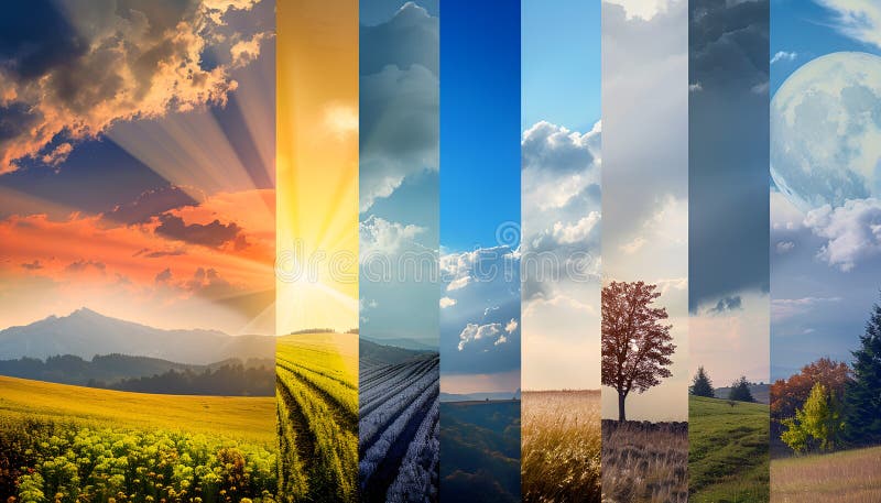 Weather Forecast, Banner Design. Collage with Different Photos Stock ...