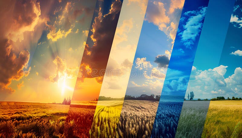 Weather Forecast, Banner Design. Collage with Different Photos Stock ...