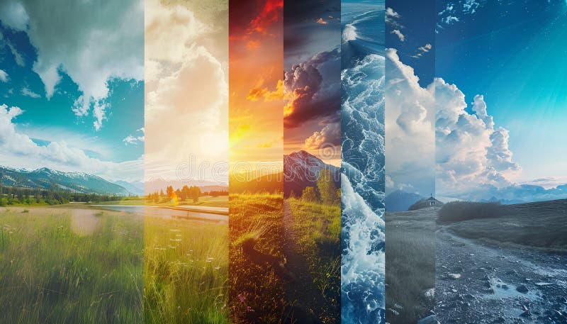 Weather Forecast, Banner Design. Collage with Different Photos Stock ...