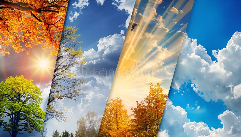 Weather Forecast, Banner Design. Collage with Different Photos Stock ...