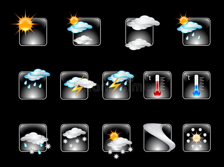 Weather Forecast Glossy Vector Icon Set V.01 Stock Vector ...