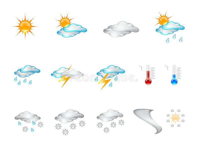 Weather Forecast Glossy Vector Icons Stock Vector - Illustration of ...