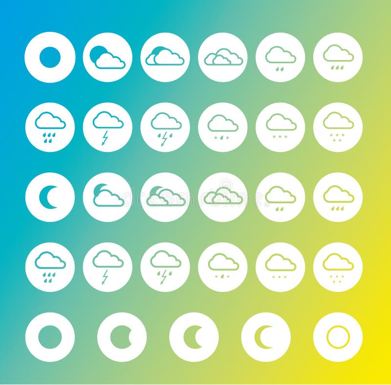 Weather Forecast Blue Icon Set Stock Vector - Illustration of summer ...