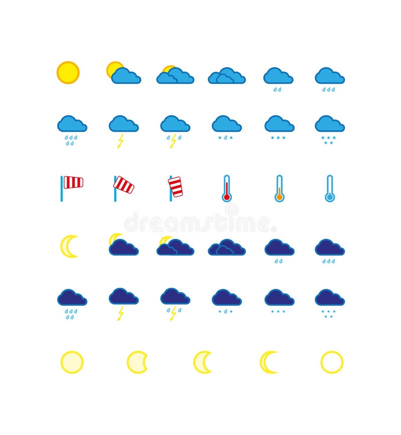 Weather forecast icon set stock vector. Illustration of bright - 42384484