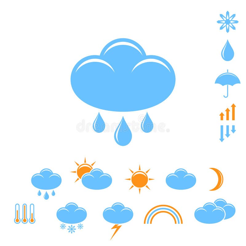 Weather forecast. Icon set stock vector. Illustration of flat - 81347857