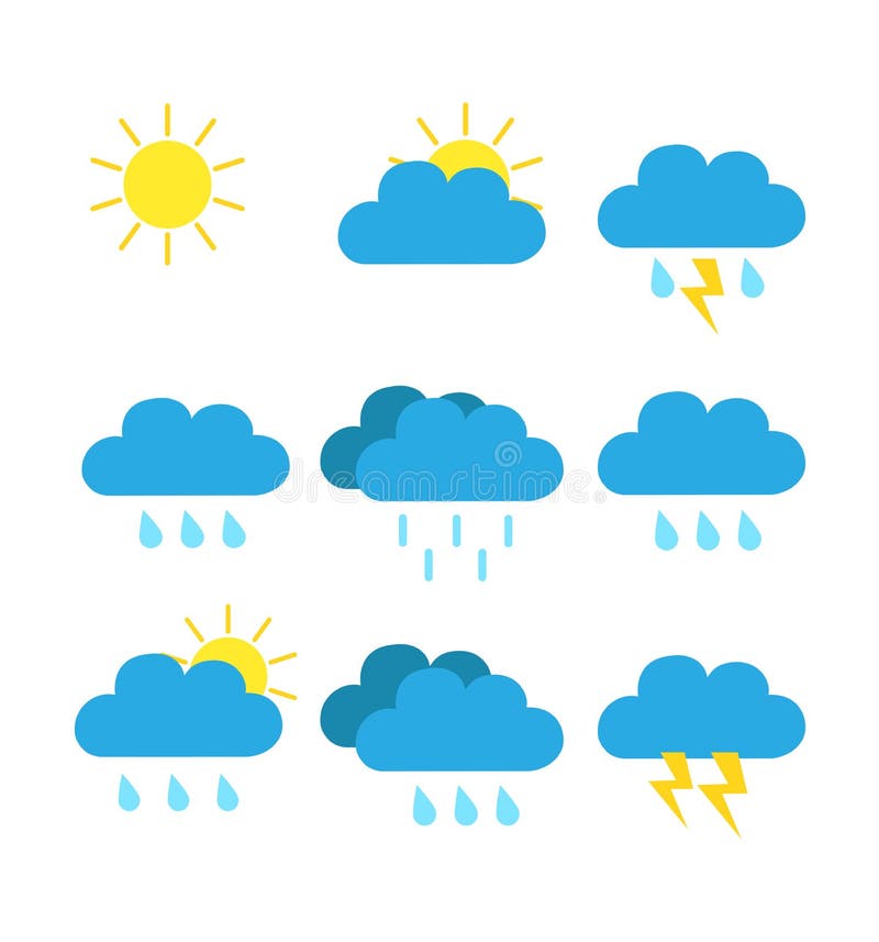 Color Weather Icons Flat Vector Illustration Isolated Stock Vector ...
