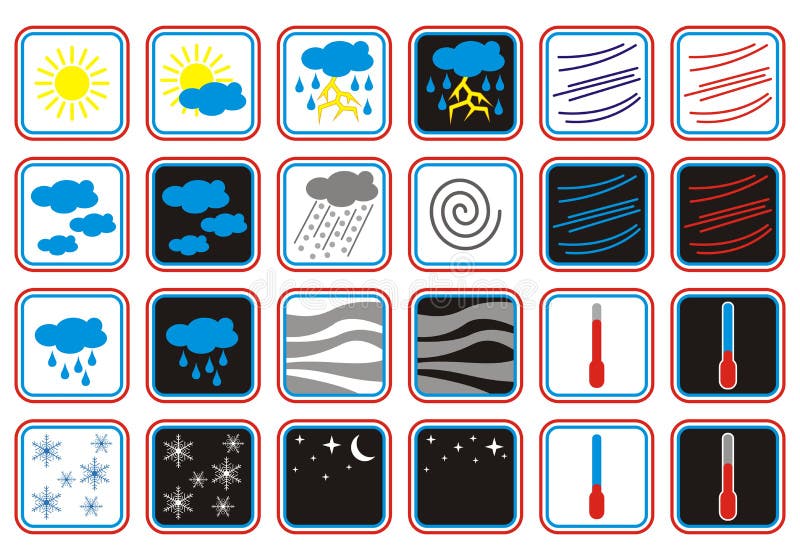 Weather Forecast Icons Day and Night Stock Vector - Illustration of ...