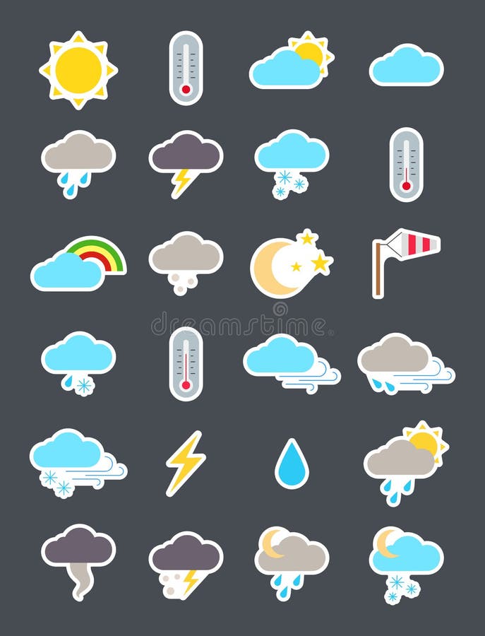 Weather forecast icons set stock illustration. Illustration of ... Weather forecast icons set stock illustration. Illustration of ...
