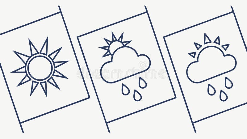 Weather Forecast Icons: Sun, Clouds, Rain, for Clear Reports, Vector ...
