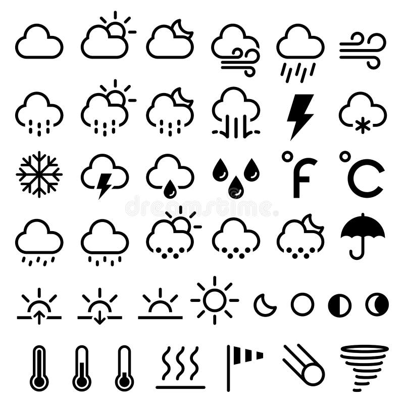 Weather Forecast Icons. Vector Stock Vector - Illustration of summer ...