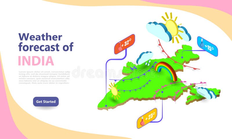 Weather Map of the India. Meteorological Forecast on Physical Map ...