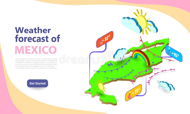 Mexico.Weather Map of the Mexico. Meteorological Forecast Stock Vector ...