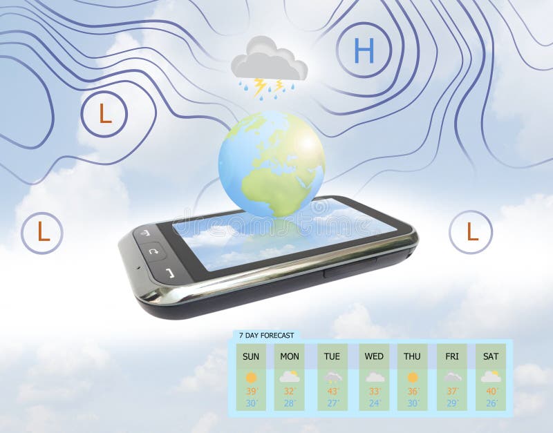 Weather Forecast on Mobile. Stock Image - Image of sunlight ...