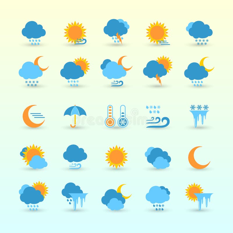 Weather Forecast and Meteorology Set Stock Vector - Illustration of ...