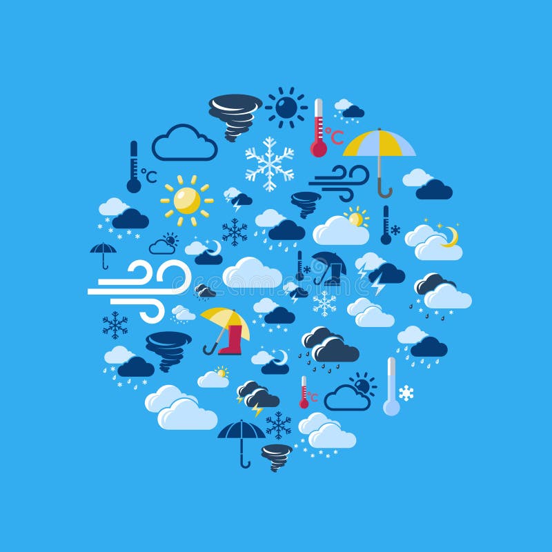 Weather Forecast Round Composition Stock Vector - Illustration of ...