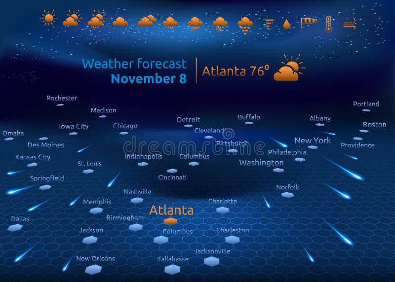 Weather Forecast, Set of Icons Stock Vector - Illustration of ...
