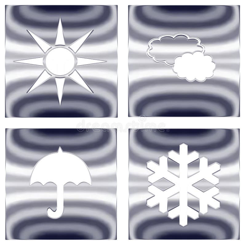 Weather Forecast Silver Metallic Icons Stock Illustration ...