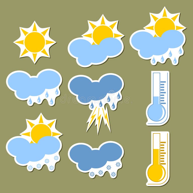 Weather forecast stickers stock vector. Illustration of badge - 28861666