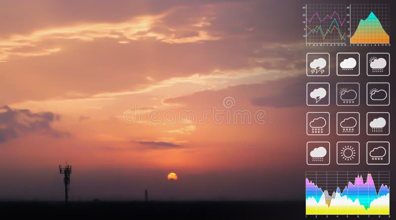 Weather Forecast Symbol Data for Meteorology Presentation with Graph ...