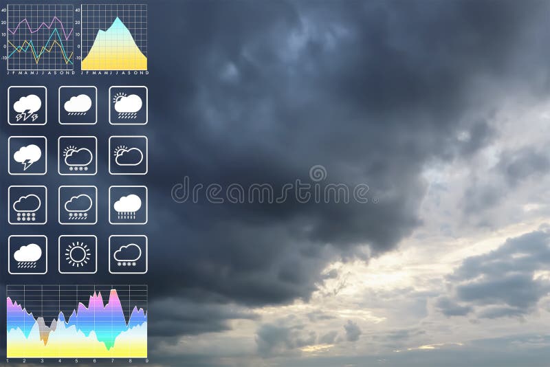 Weather Forecast Symbol Data Presentation With Graph And Chart On ...