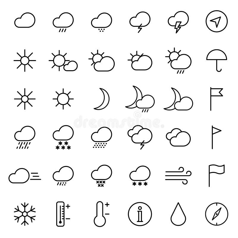 Weather Forecast Thin Line Icons Set Stock Illustration - Illustration ... Weather Forecast Thin Line Icons Set Stock Illustration - Illustration ...