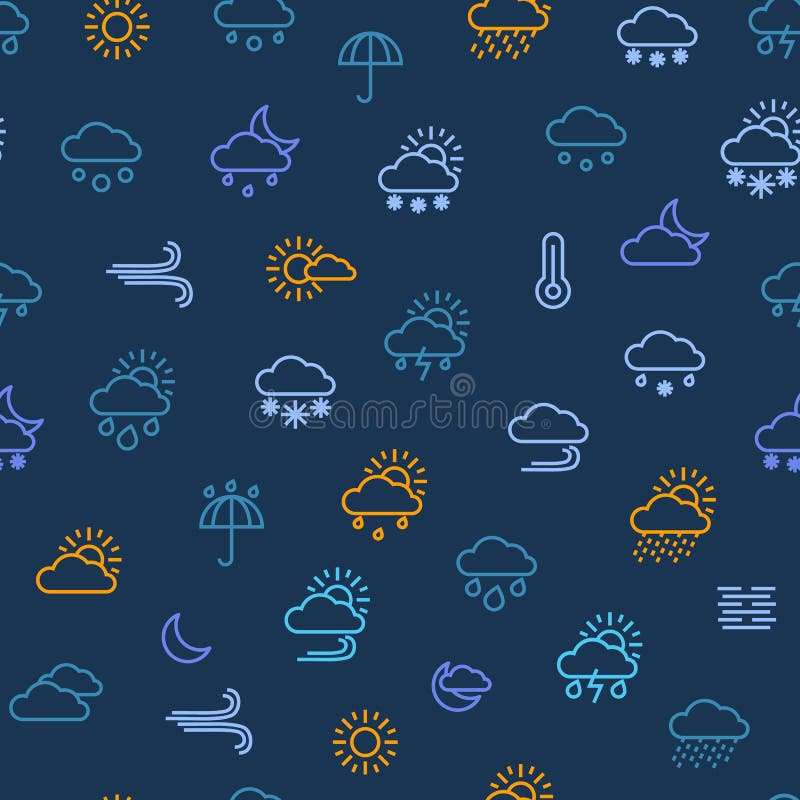 Weather Forecast Thin Line Seamless Pattern Background. Vector Stock ...