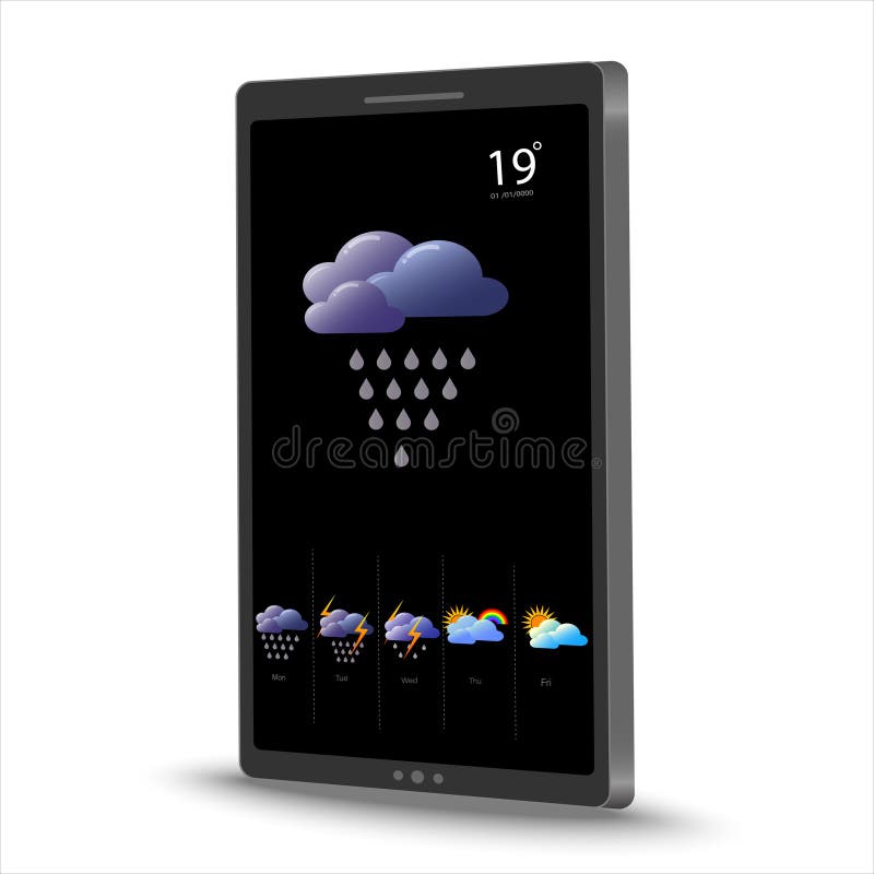 Weather Forecast Widget on Screen. Mobile Application Stock ...