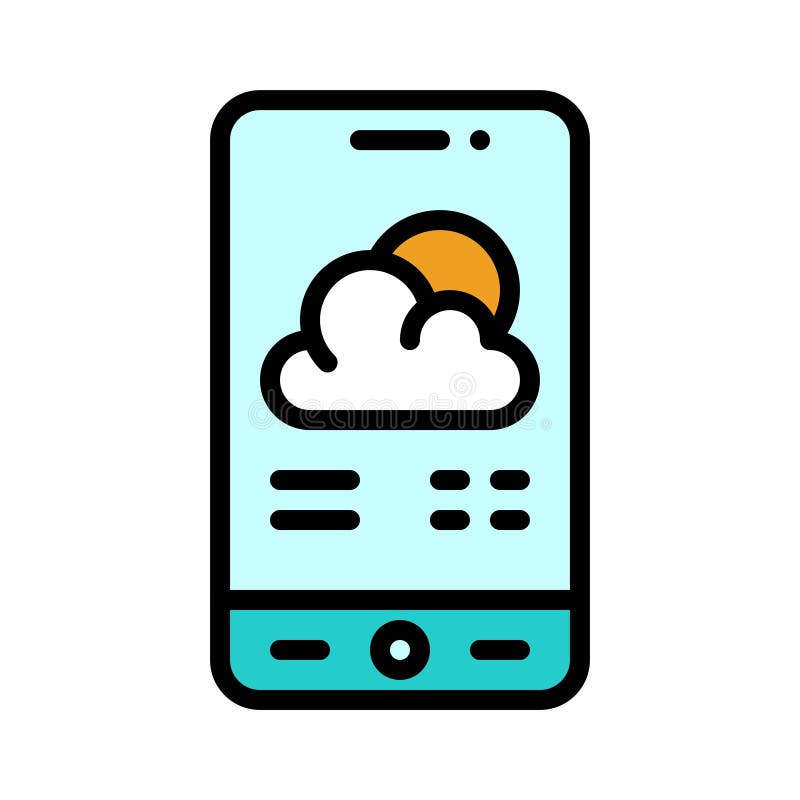 Weather Forecasting App Icon, Mobile Application Vector Illustration ...