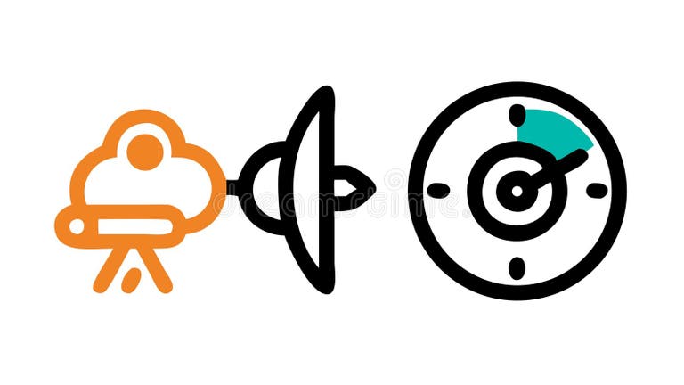 Weather Forecasting Radar: Cloud, Thunder Target Icon, Vector Design ...