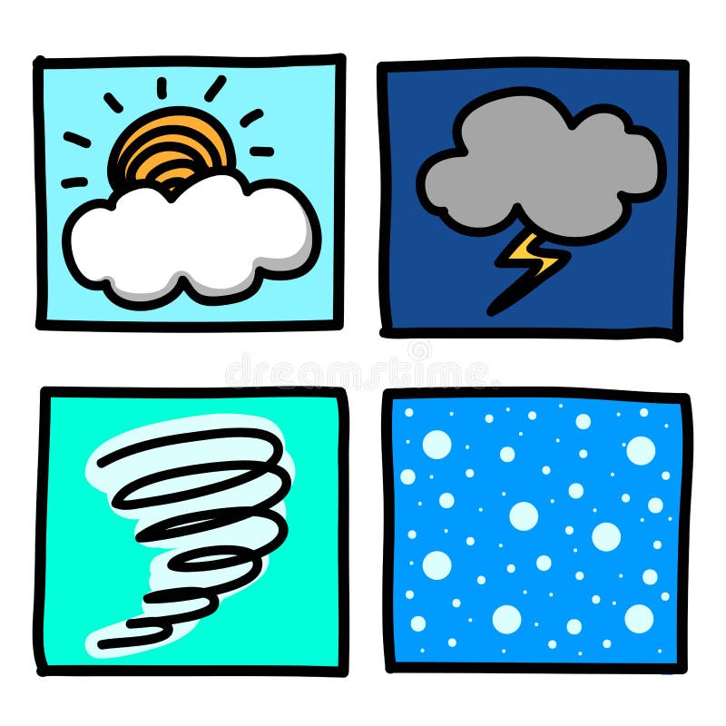 Weather Hand draw cartoon. stock vector. Illustration of lowbrow - 27514526