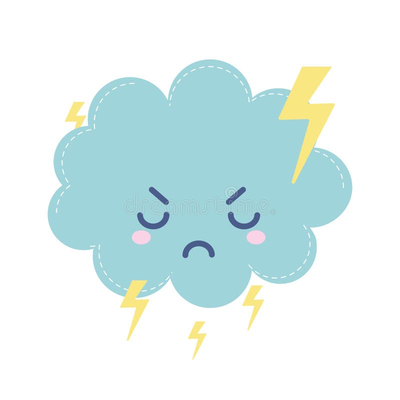 Angry Cloud that Hits Thunder Stock Vector - Illustration of rain ...