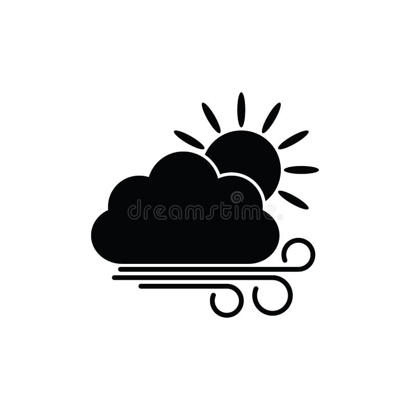 Weather Icon - Black Vector Symbol Cloud Wind Sign Stock Vector ...