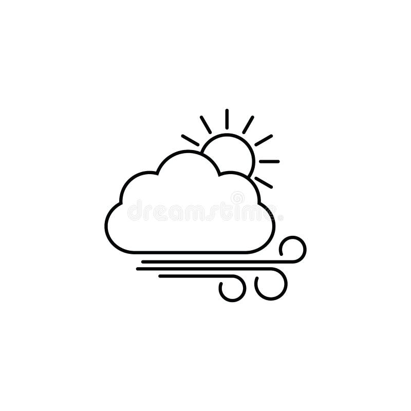 Weather Icon - Black Vector Symbol Cloud Wind Sign Stock Vector ...