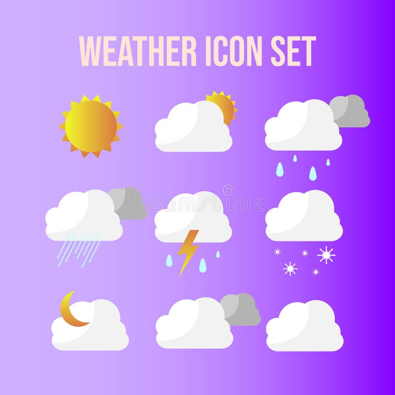 Weather Icon Pack Collection for Decoration Element Design Stock ...