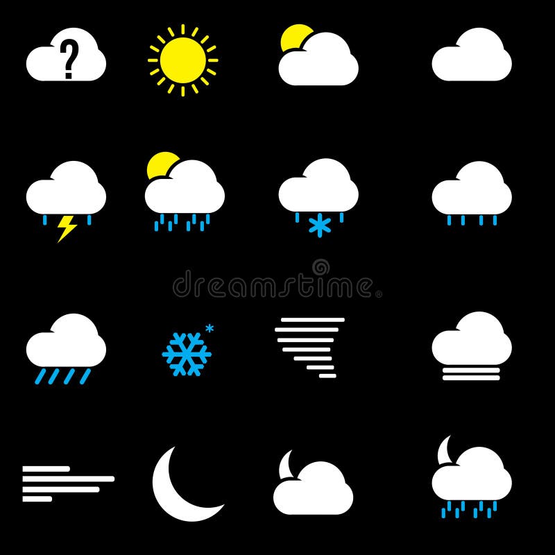 Weather icon pack full set stock illustration. Illustration of drawing ...