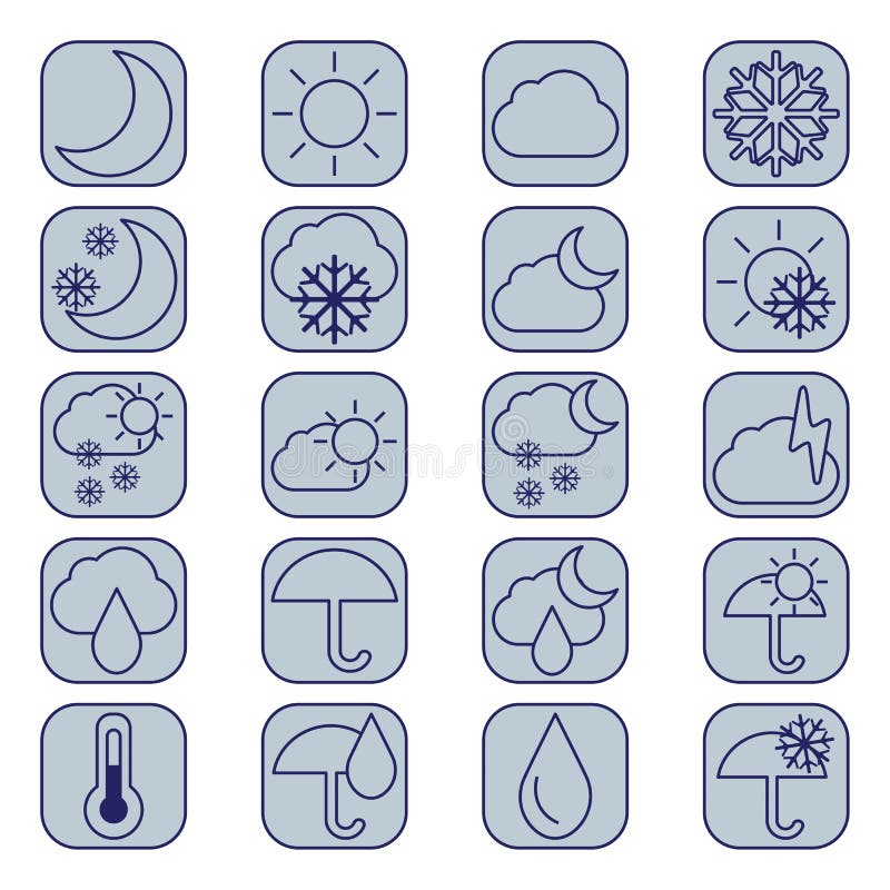 Weather icon pack, icon stock vector. Illustration of rainy - 261074282