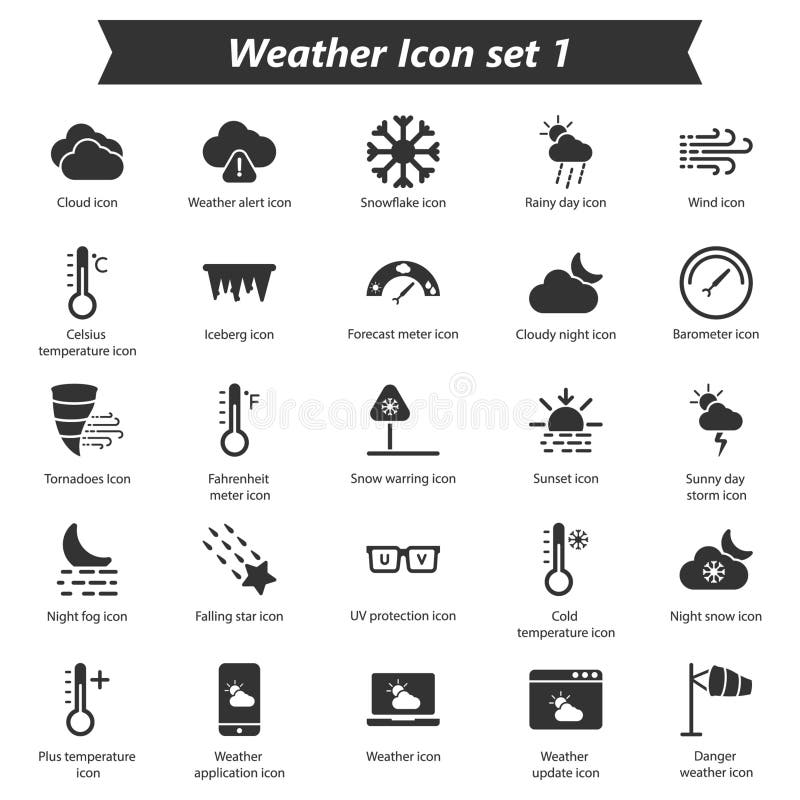 Weather Icon Set 1 stock vector. Illustration of iceberg - 298614759