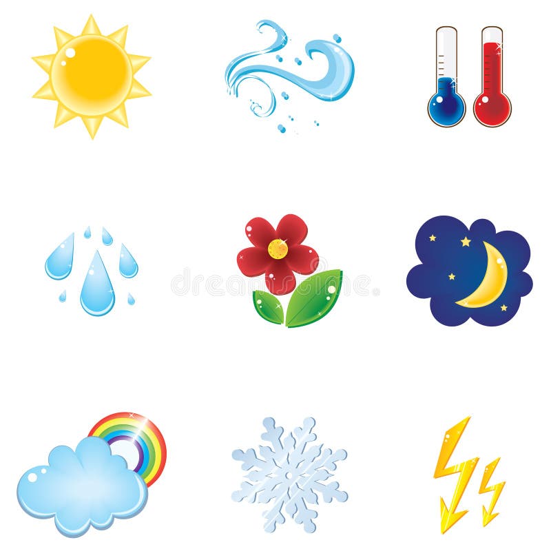 Weather icon set stock vector. Illustration of icon, cool - 6761193