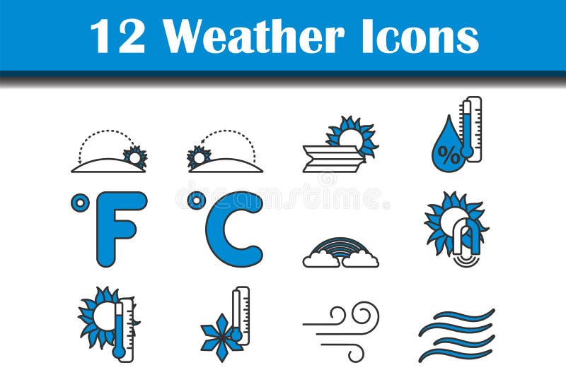 Weather Icon Set stock vector. Illustration of sign - 257108798