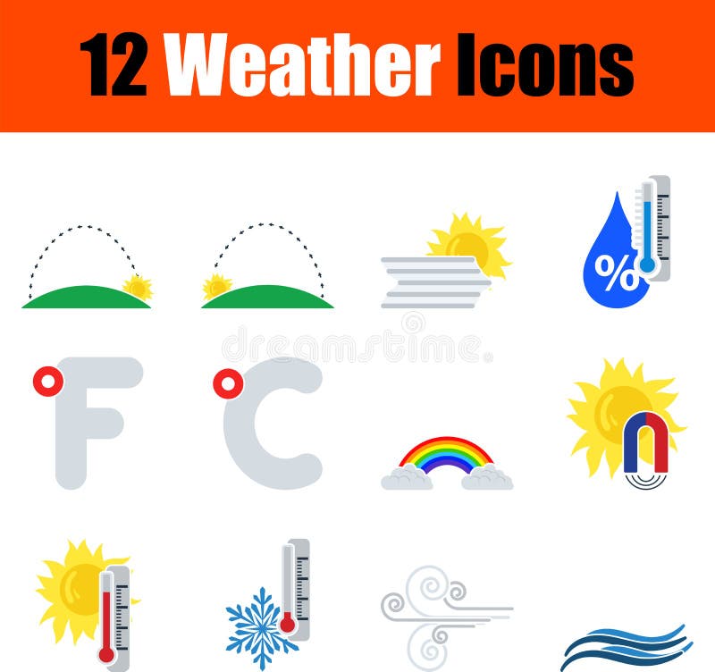 Weather Icon Set stock vector. Illustration of magnet - 207635402