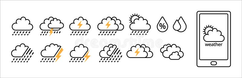 Weather Icon Set. Weather Forecast Icons for Web. Simple Line Symbol ...