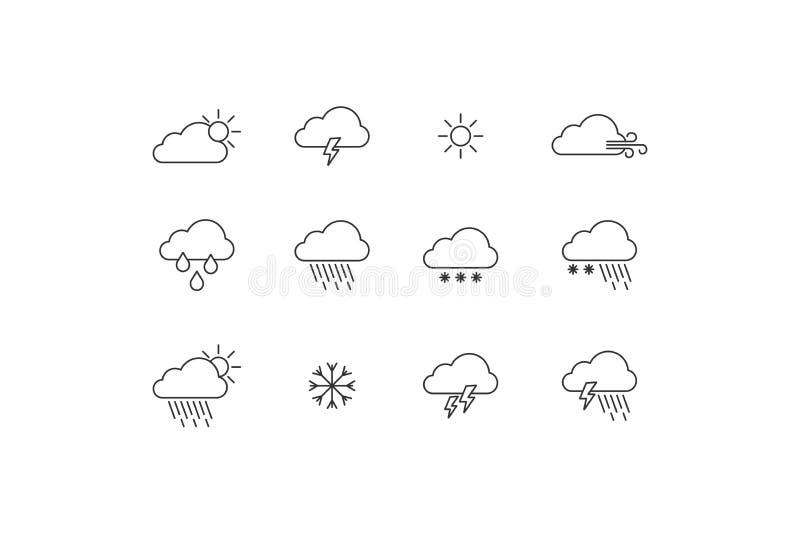 Weather Icon Set. Forecast Weather Illustration Symbol Stock ...