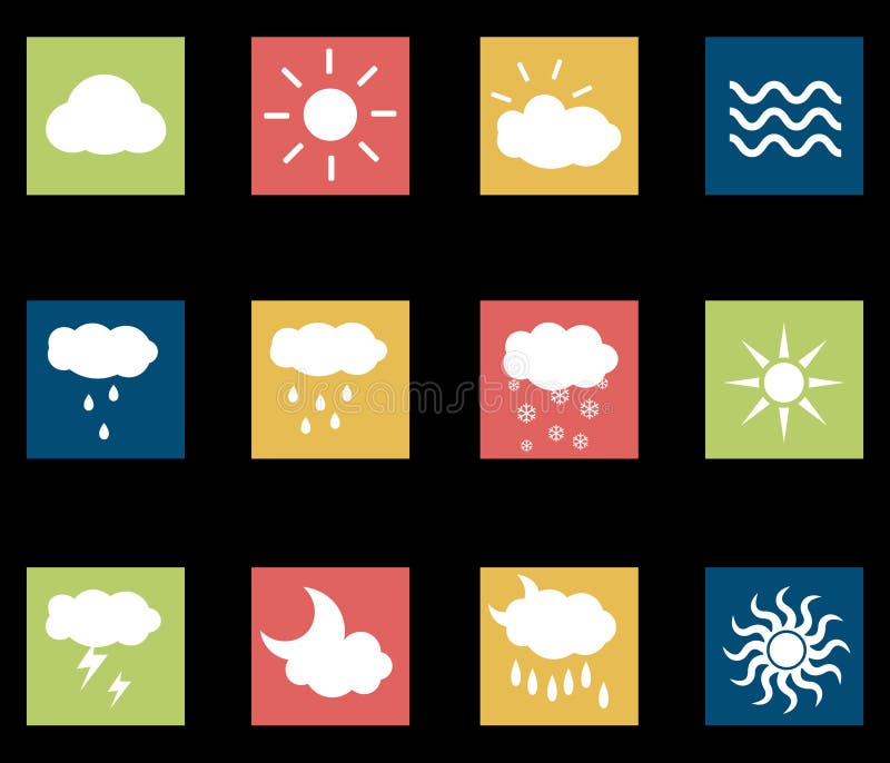 Weather icon set stock illustration. Illustration of sunny - 359271170