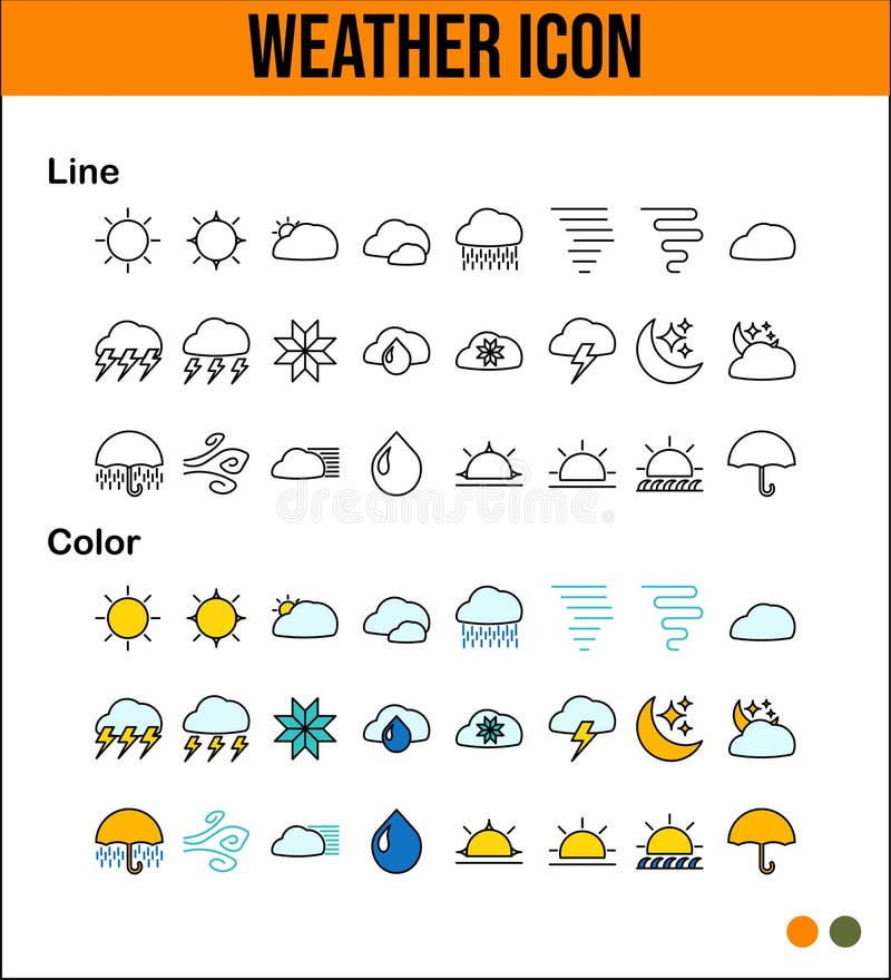 Weather Icon Set Vector Design with Simple Style Stock Vector ...