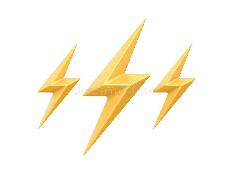 Golden Lightning Double Symbol Two Sides Sharp 3D Stock Illustration ...