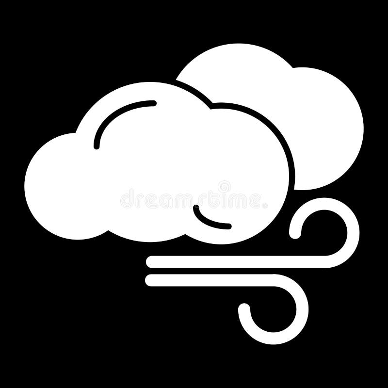 Weather Icon of Wind. White Icon on Black Background Stock Vector ...