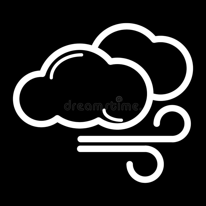 Weather Icon of Wind. White Icon on Black Background Stock Vector ...