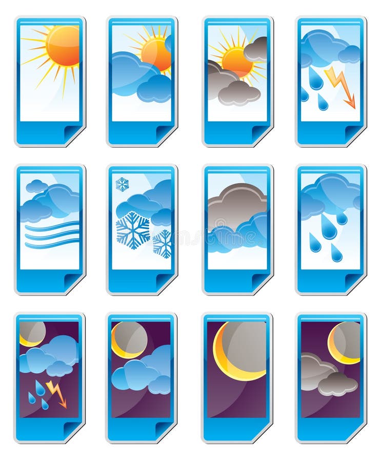 Weather icons stock vector. Illustration of button, collection - 9729927