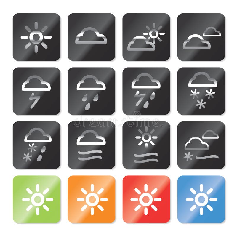 Weather icons stock vector. Illustration of button, collection - 9729927